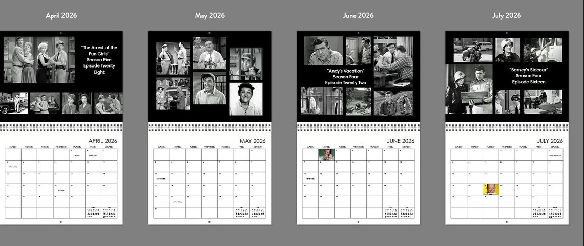 Vintage TV Westerns the Andy Griffith Show 2026 Wall Calendar 8 .5" X ...