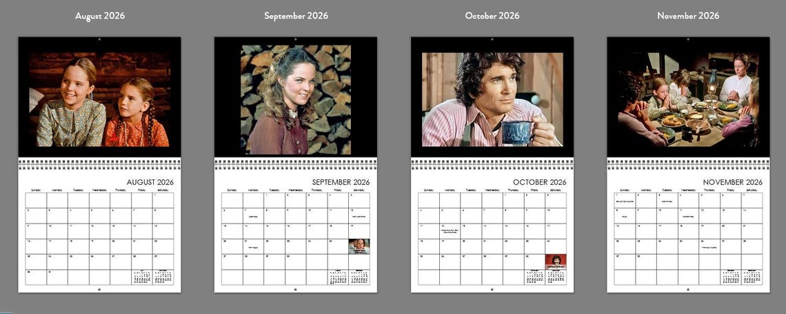 Vintage TV Westerns Little House on the Prairie 2026 Wall Calendar 8 .5 ...