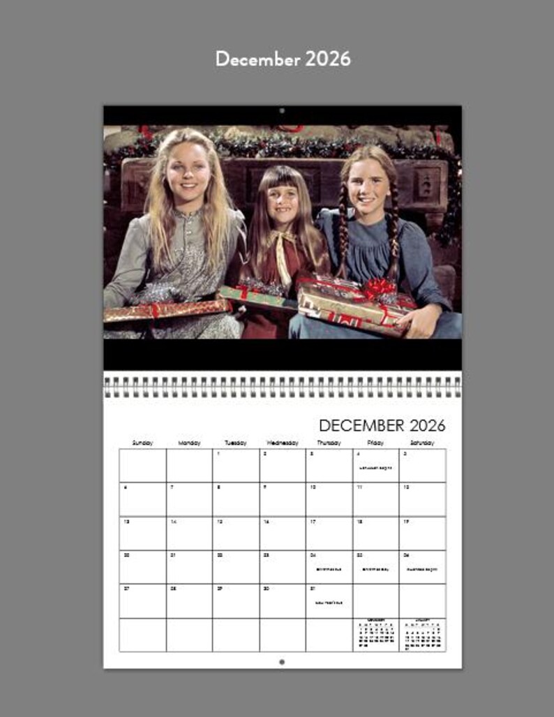 Vintage TV Westerns Little House on the Prairie 2026 Wall Calendar 8 .5 ...