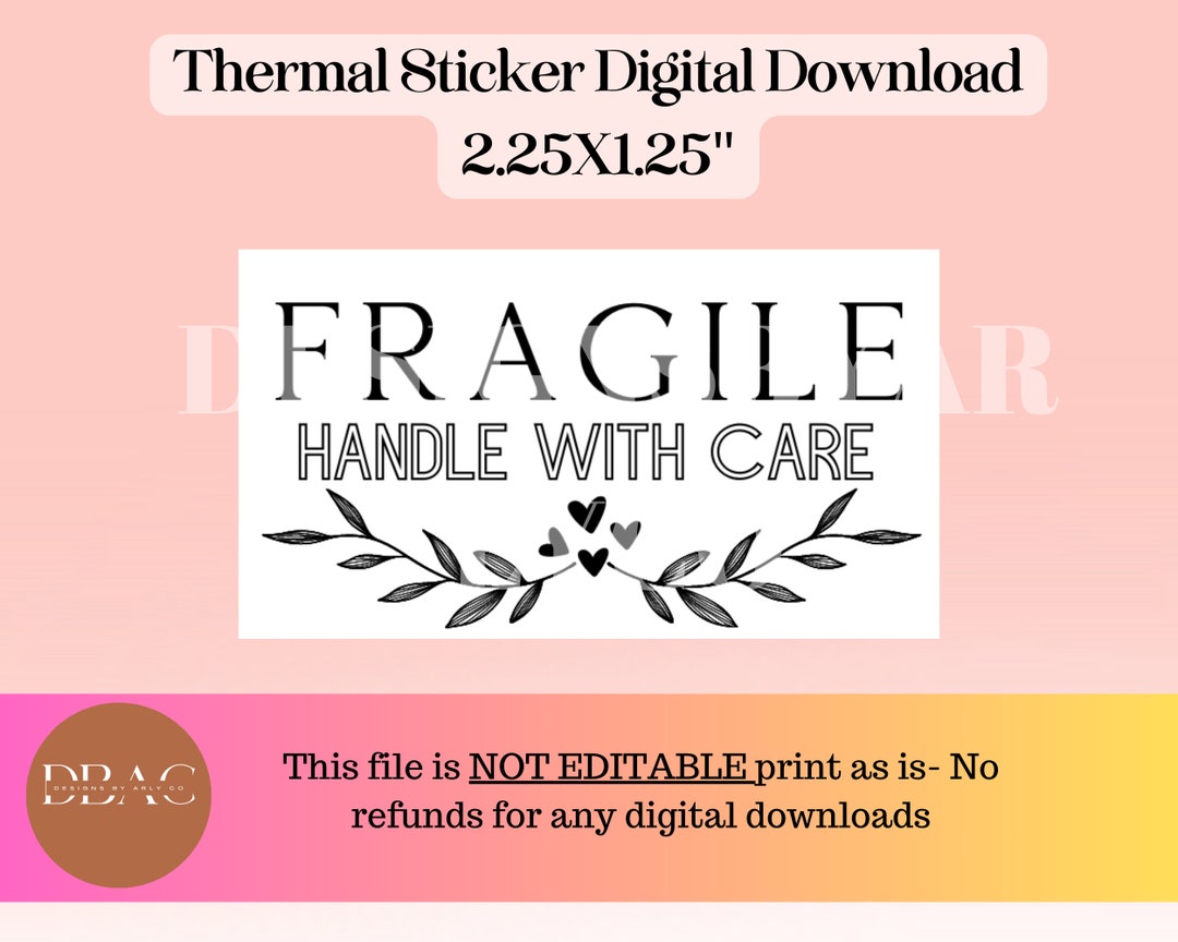 Thermal Label Designs Fragile Thermal Sticker Thermal Label - Etsy