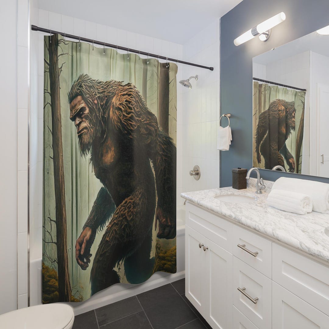 Bigfoot Shower Curtain Mythical Creature Bathroom Decor Sasquatch ...