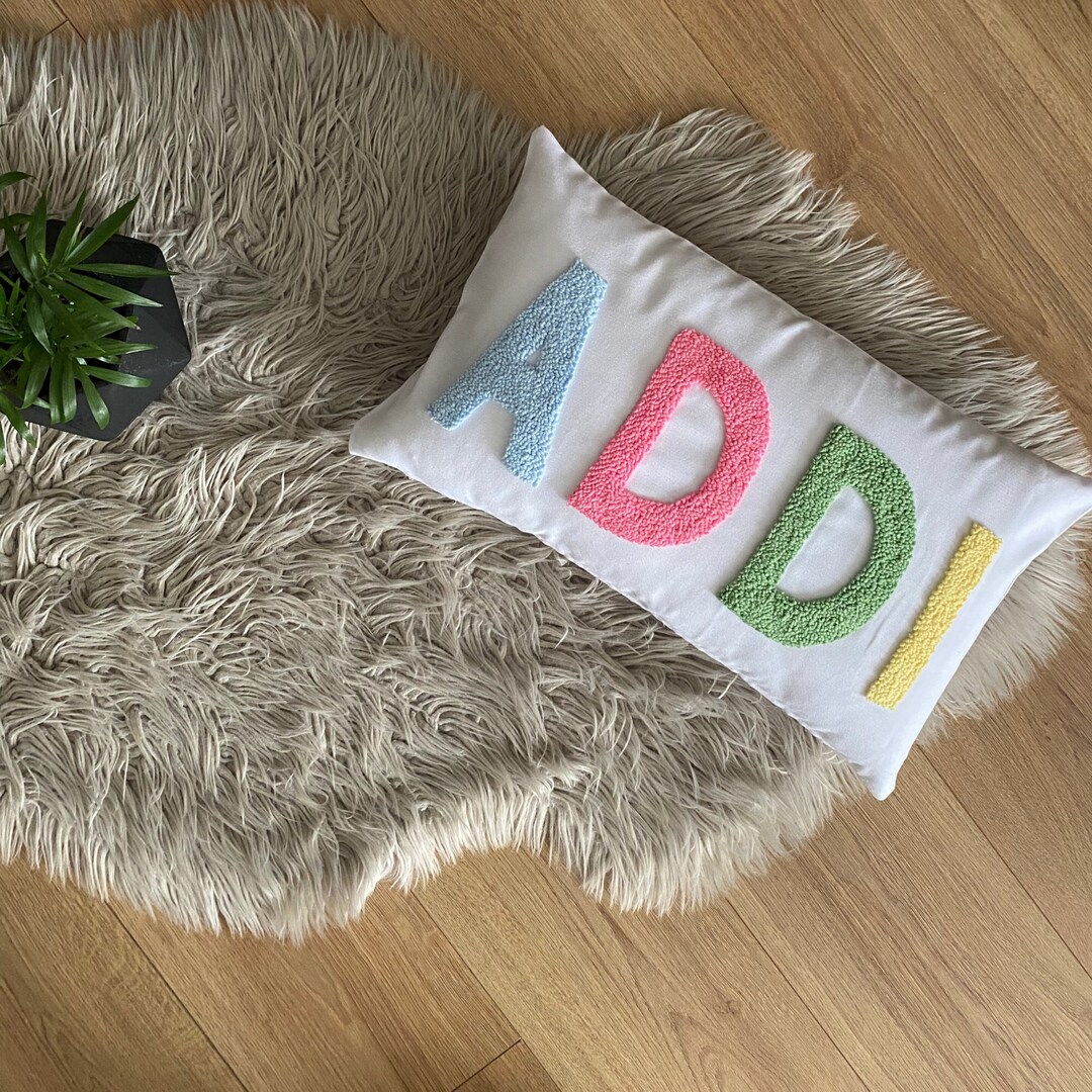 Personalized Baby Name Punch Needle Pillow, Baby Shower Gift, Custom ...