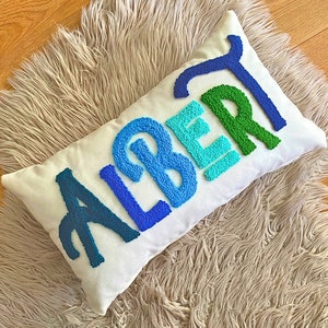 Personalized Embroidered Name Pillow Cover|punch Needle Pillow|gift for ...