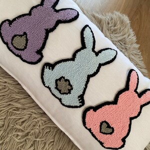 Embroidered Bunny Pillow, Punch Needle Easter Egg Pillow, Personalized ...