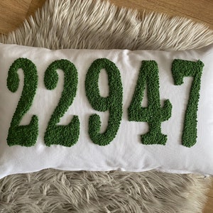 Custom Zip Code Pillow, Embroidered Area Number Pillow, Personalized ...
