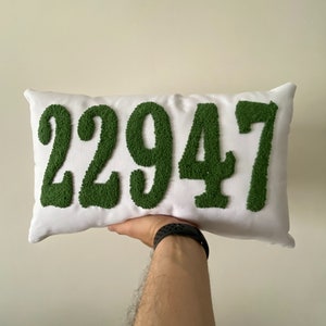 Custom Zip Code Pillow, Embroidered Area Number Pillow, Personalized ...