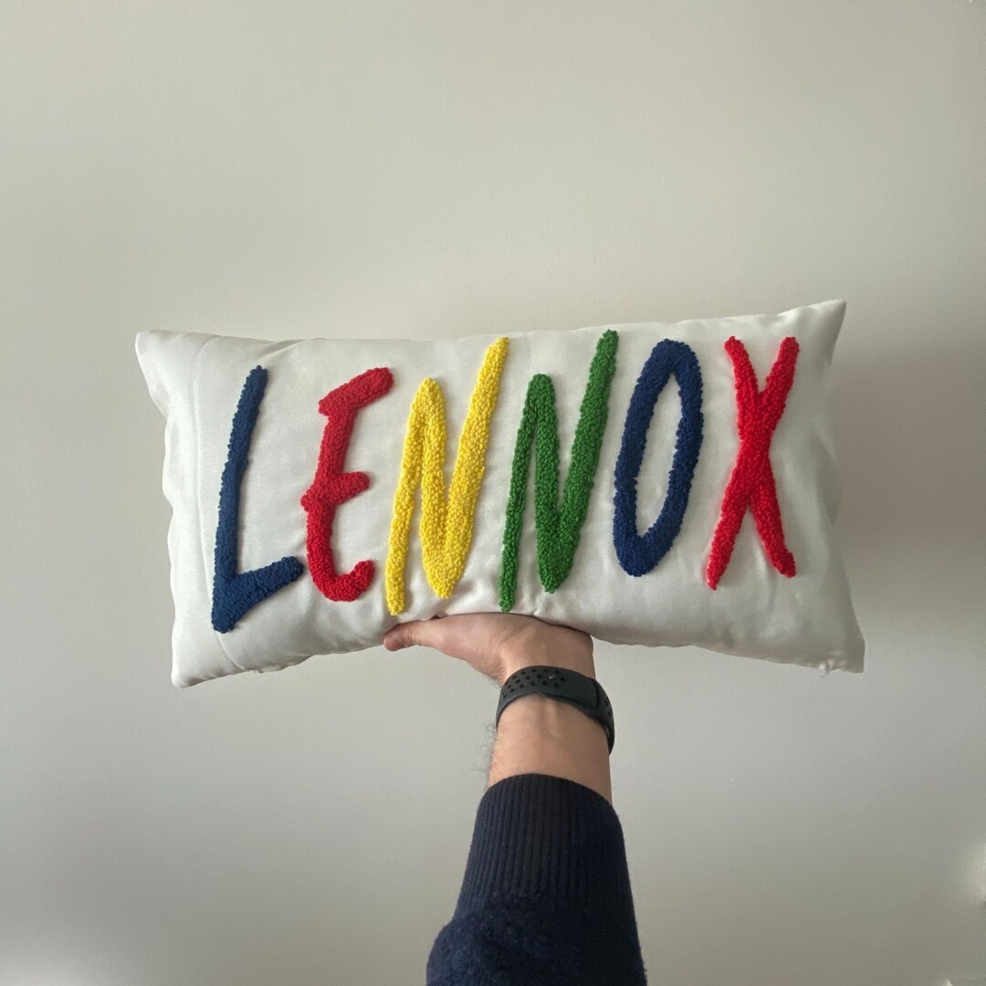 Custom Hand Embroidery Pillow, Personalized Punch Needle Pillow, Name ...