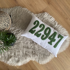 Custom Zip Code Pillow, Embroidered Area Number Pillow, Personalized ...