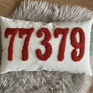Custom Zip Code Pillow, Embroidered Area Number Pillow, Personalized ...
