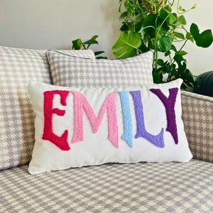 Personalized Embroidered Name Pillow Cover|punch Needle Pillow|gift for ...