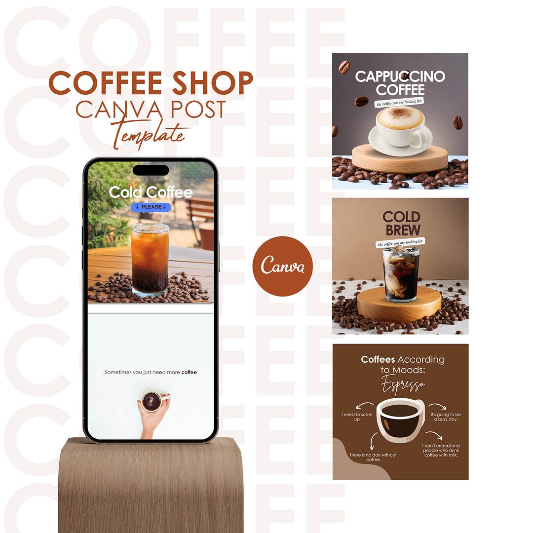 Canva Coffee Shop Post Template, Coffee Instagram Posts, Professional ...