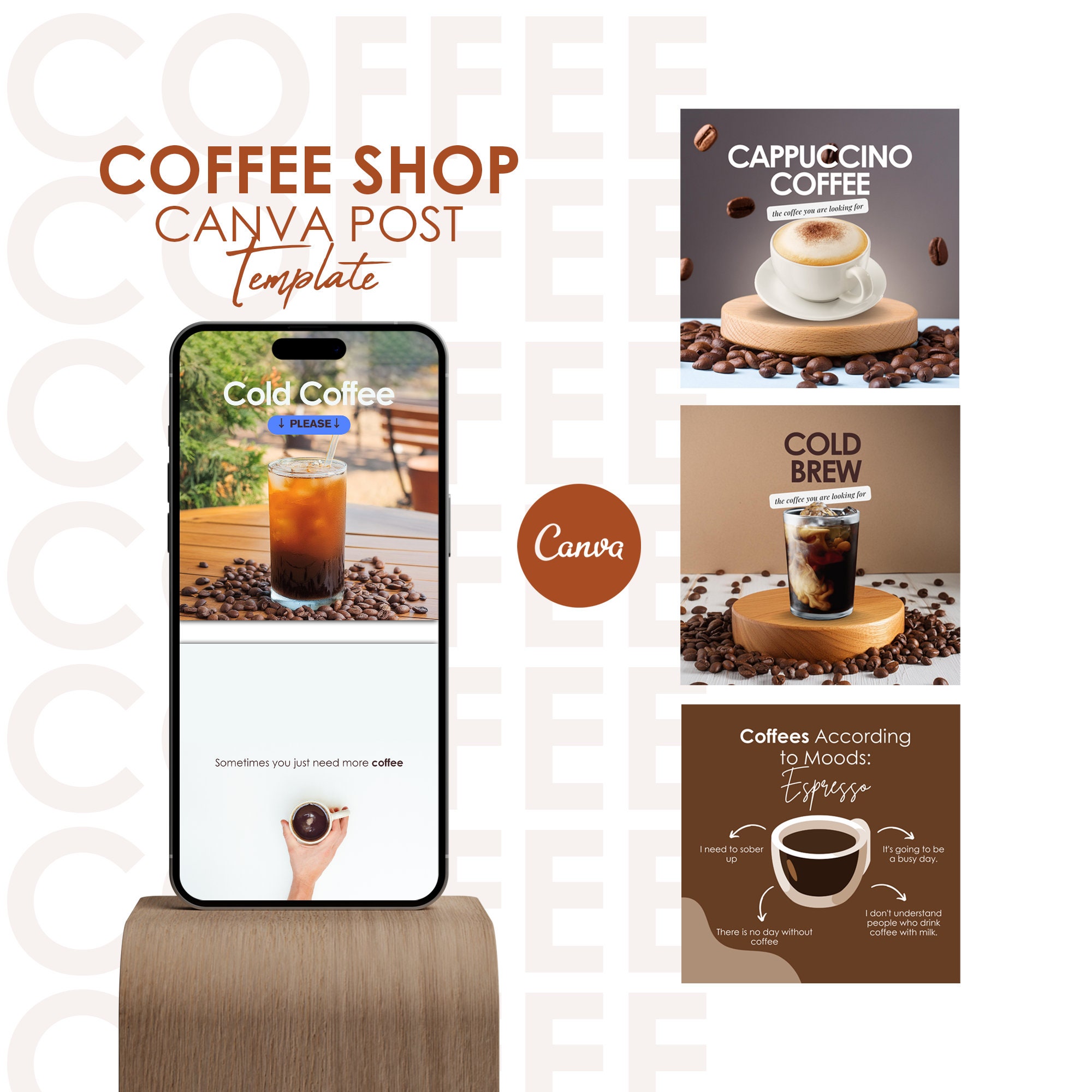 Canva Coffee Shop Post Template, Coffee Instagram Posts, Professional ...