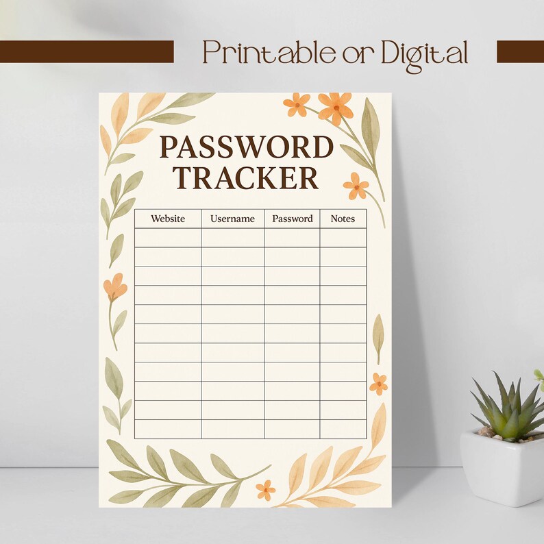 Password Tracker Printable | A4 Digital Download PDF | Organize Your ...