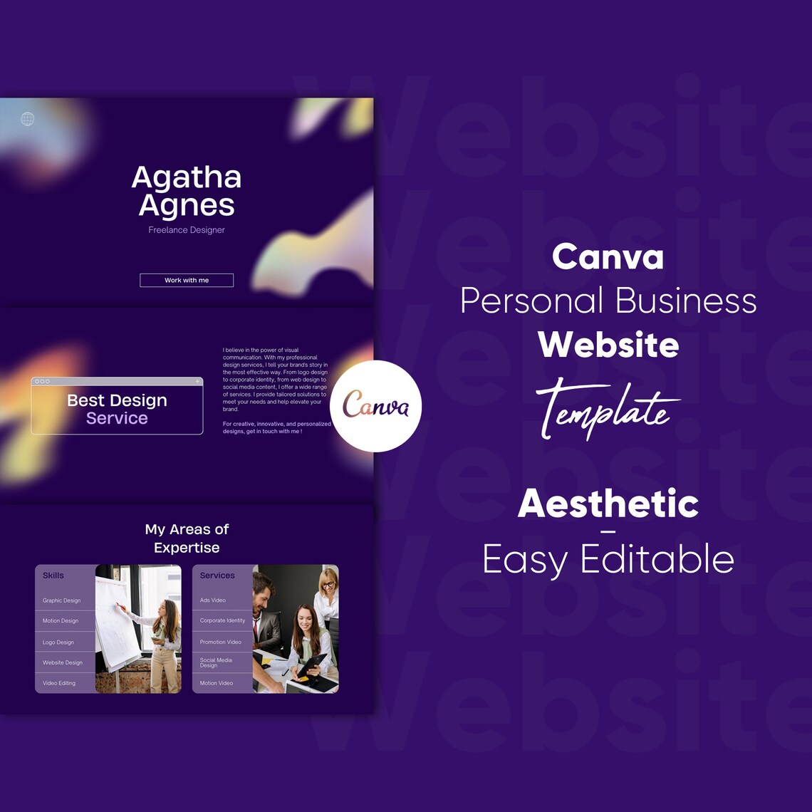 Canva Personal Business Website Template, Aesthetic Website Template ...