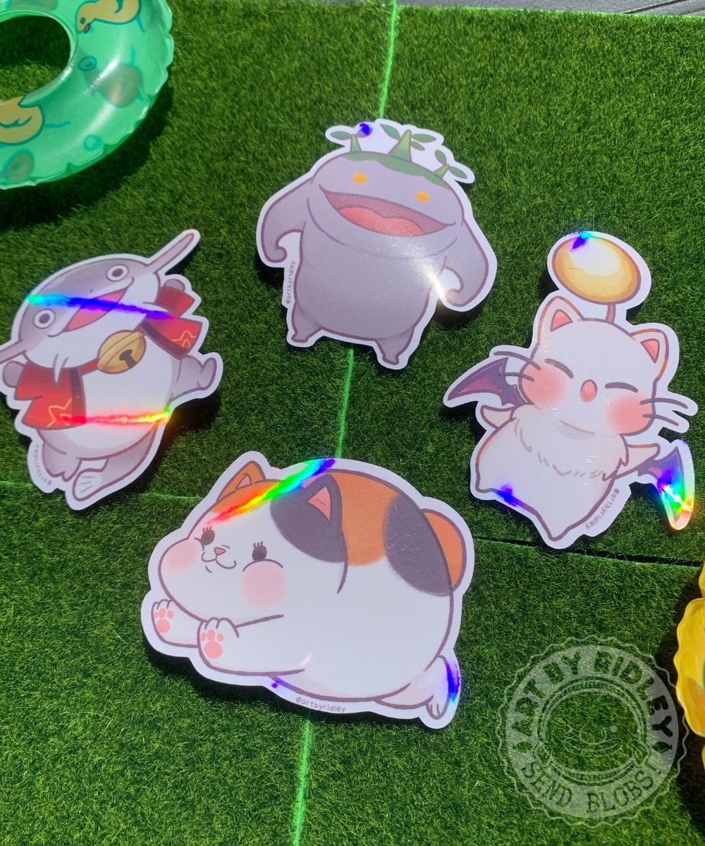 FFXIV Die-cut Sticker - Goobbue, Fat Cat, Namazu, Moogle - Etsy