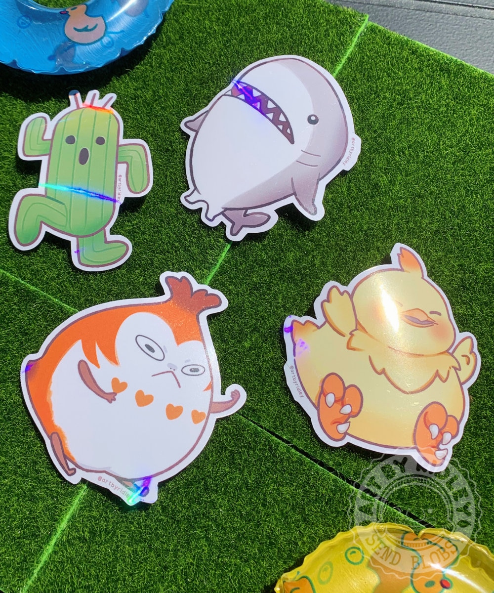 FFXIV Die-cut Sticker Cactuar, Paissa, Fat Chocobo, General Major Shark ...