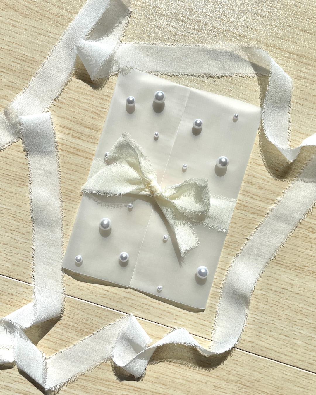 Pearl Vellum Invitation Jacket | Wedding Vellum Wrap With Ribbon or Wax ...