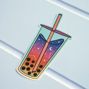 Boba Tea Sticker, Boba Sticker, Holographic Stickers, Boba Sticker Pack ...
