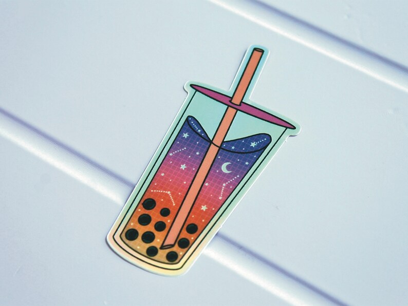 Boba Tea Sticker Boba Sticker Holographic Stickers Boba - Etsy