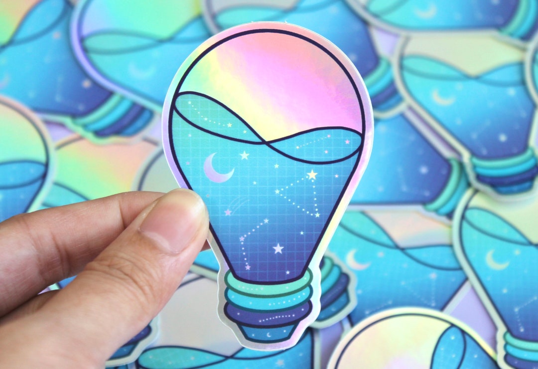 Lightbulb Sticker, Light Bulb Sticker, Holographic Sticker, Holographic ...