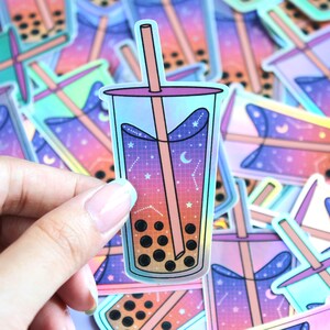 Boba Tea Sticker, Boba Sticker, Holographic Stickers, Boba Sticker Pack ...