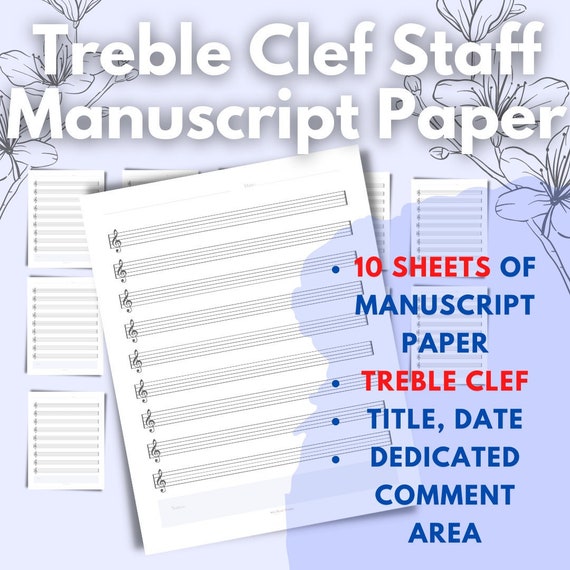 Treble Clef Staff Manuscript Paper Composition Writing - Etsy