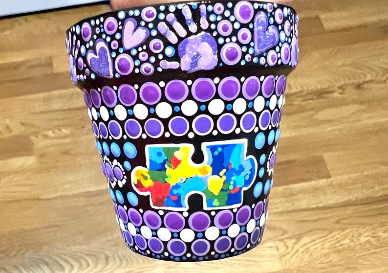 Purple Autism Awareness Dot Pot - Etsy