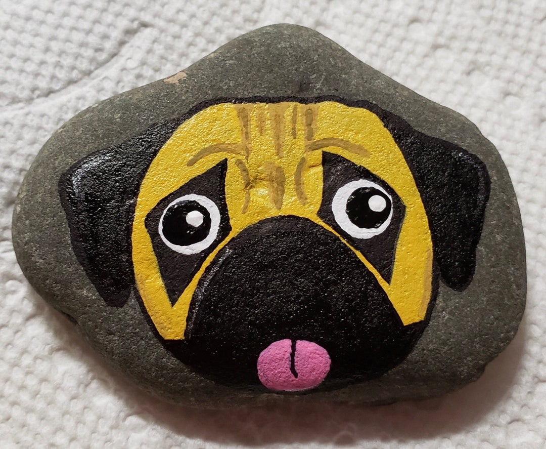 Pug Painted Rock - Etsy