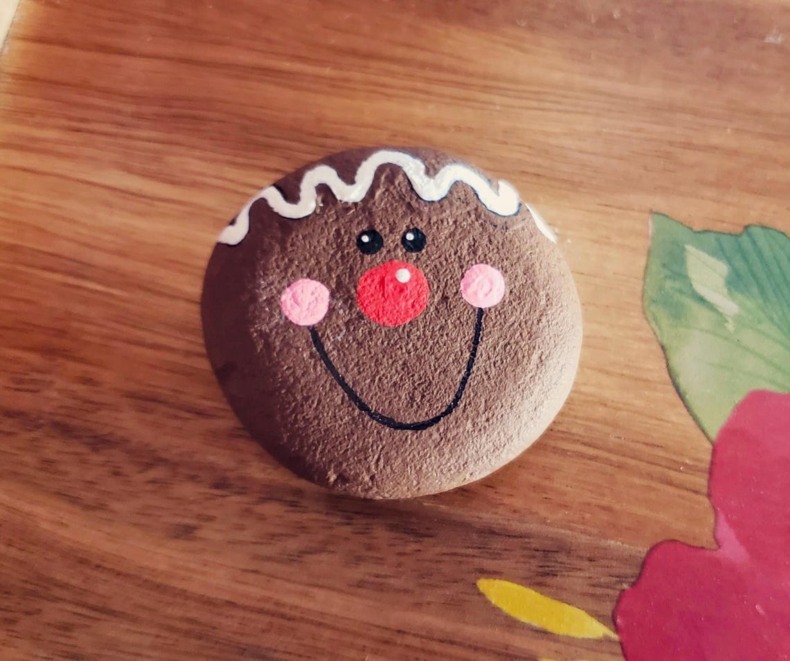 Gingerbread Man Face Rock - Etsy