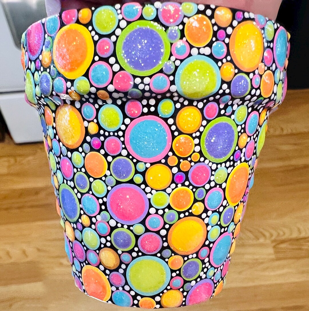 6” Pastel Multi-dot Flower Pot - Etsy