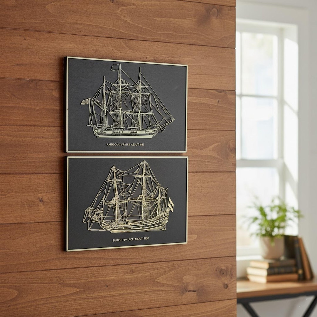 Vintage Frank Down Prestige Ship Wall Plaques Set Hugh Evelyn Leicester ...