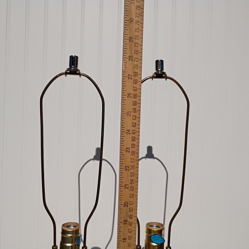 Vintage MCM Crystal Glass Block Column Table Lamps Pair Mid Century ...