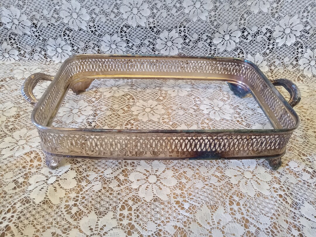 Vintage Antique FB ROGERS Chafing Serving Dish Rectangular Stand Frame Silverplated Silverplate ...