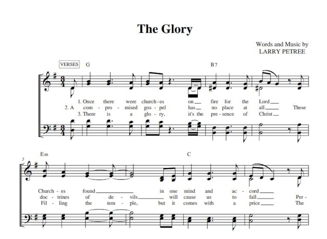 THE GLORY by the Freemans PDF Sheet Music Southern Gospel Written by ...