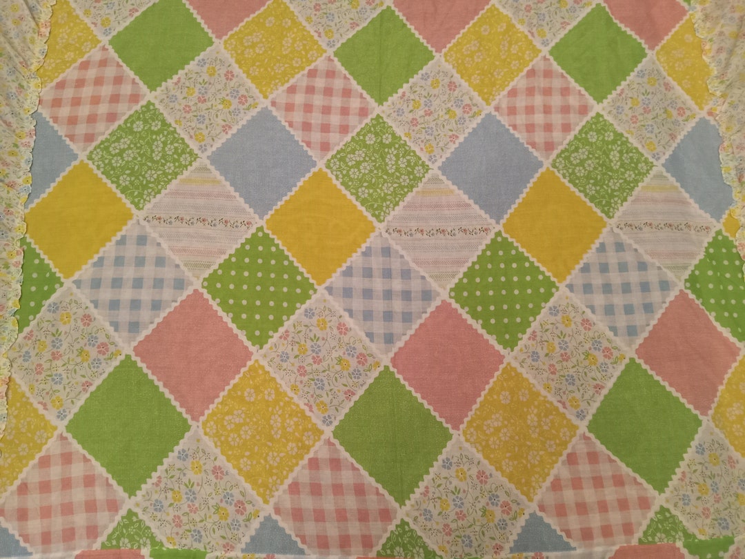 Vintage Pair of Sears Country Patch Perma Press Calico Patchwork Twin ...