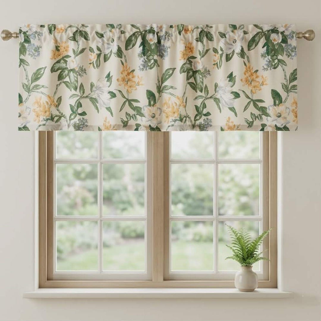 Vintage WESTPOINT STEVENS Valances Blouson Beige Magnolias Floral ...