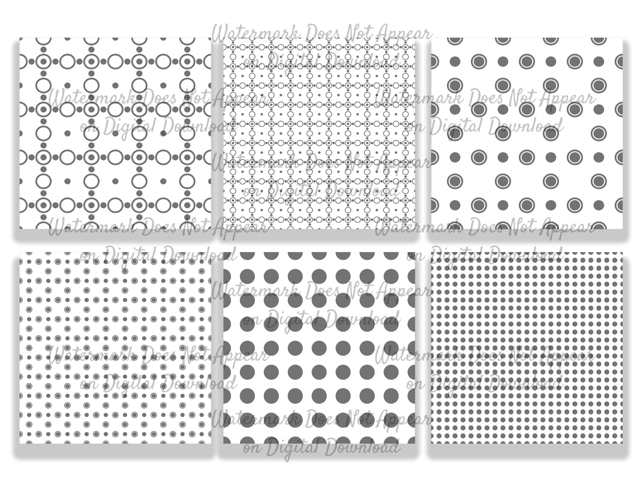 Gray & White Polka Dot Patterns, Gray Circle Craft Paper Set, Journal ...