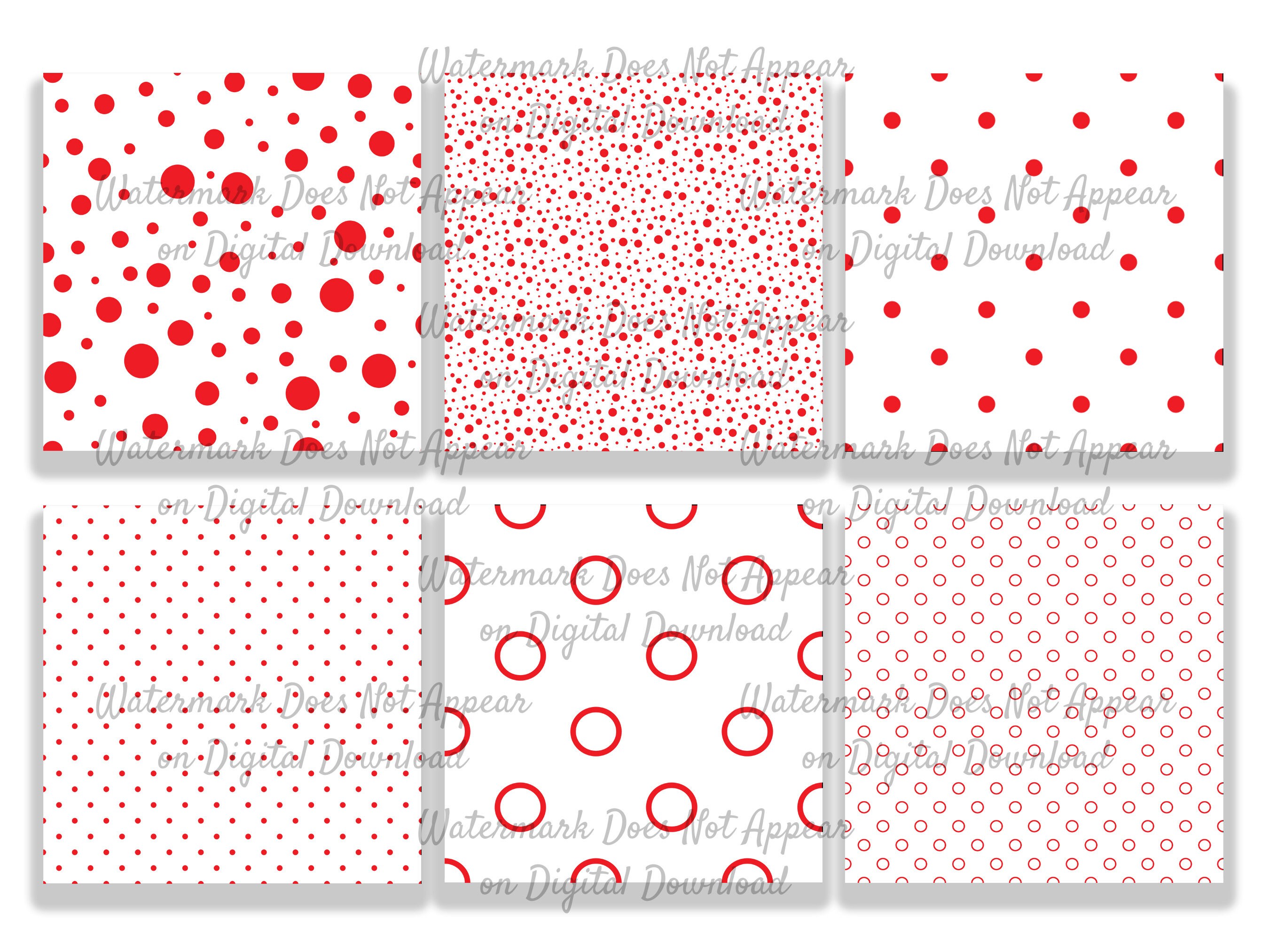 24 Red and White Polka Dot Patterns, Polka Dots Digital Paper, Red and ...