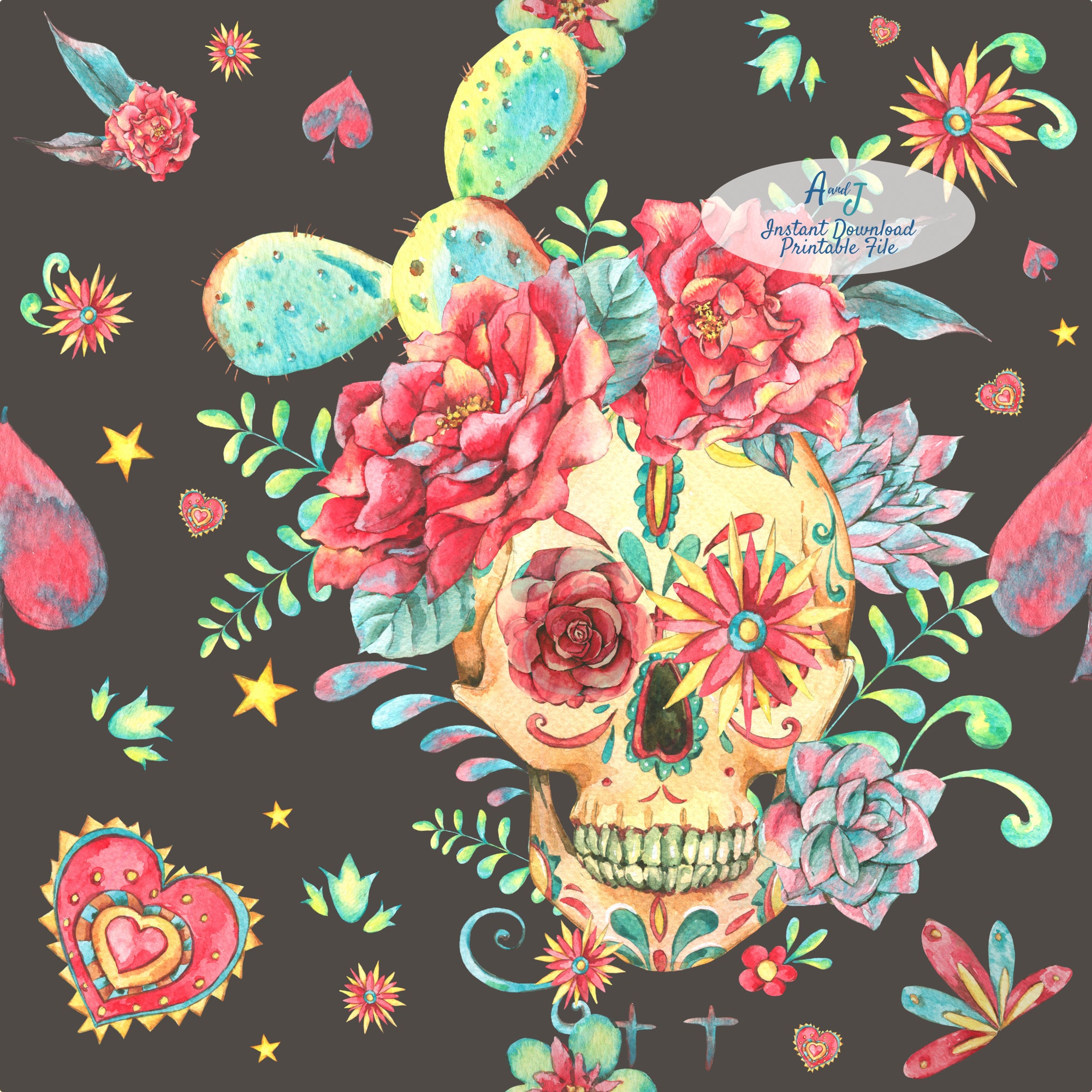 Sugar Skull Digital Set Day of the Dead Digital Download - Etsy