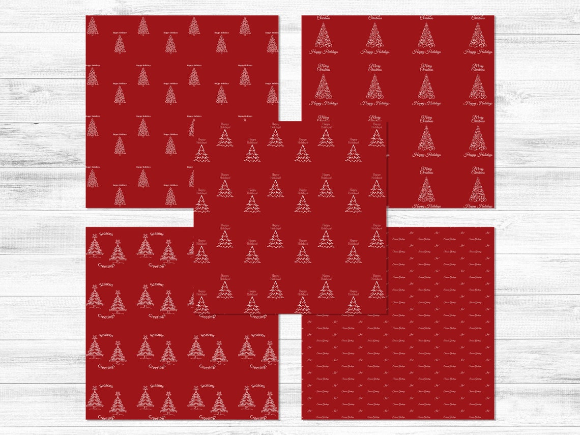 Holiday Red Digital Papers, 20 JPGS, Seamless Christmas Trees, Seasons ...