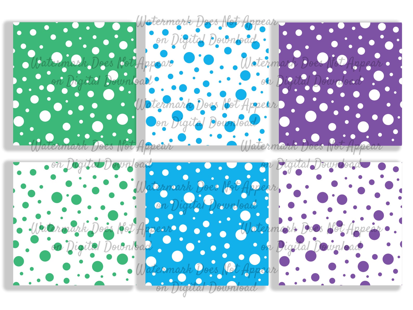 Bright Colorful Dots Digital Set, 24 JPGS, Seamless, Birthday Party ...