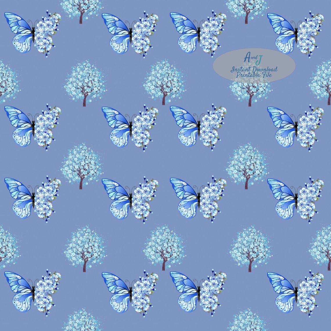 12 Pastel Digital Paper Pack, Butterflies and Cherry Blossoms, Pastel ...