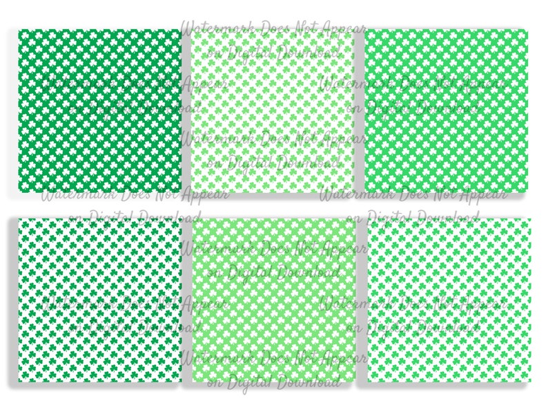 St. Patrick's Day, Clover Seamless Pattern, Green Shades, Mix and Match ...
