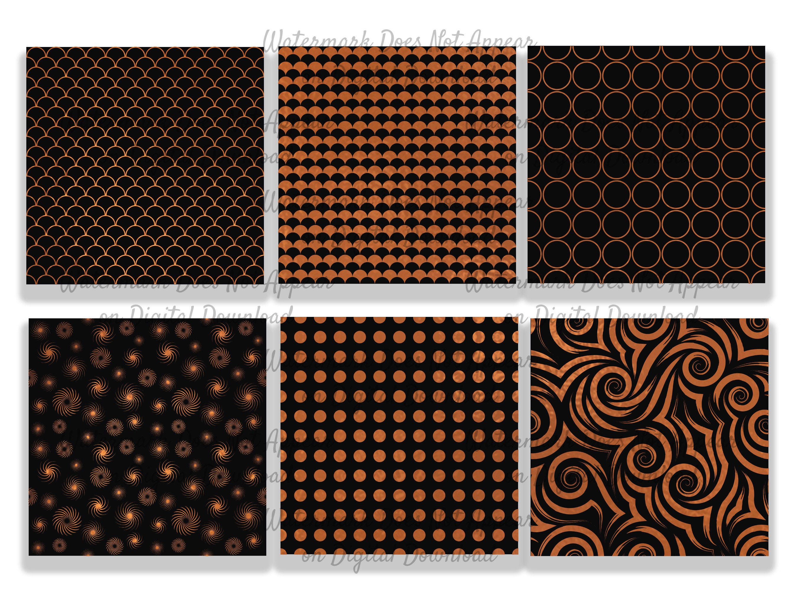 24 Copper Black Digital Paper, Copper Metallic, Seamless Metal Designs ...