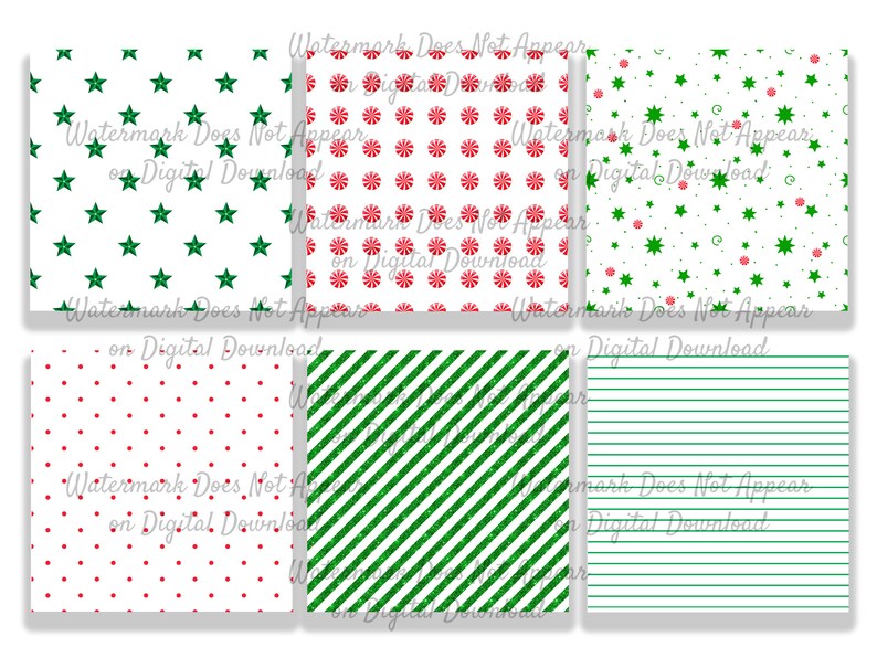24-pack Christmas Digital Paper Set - Festive Red, Green, and White ...