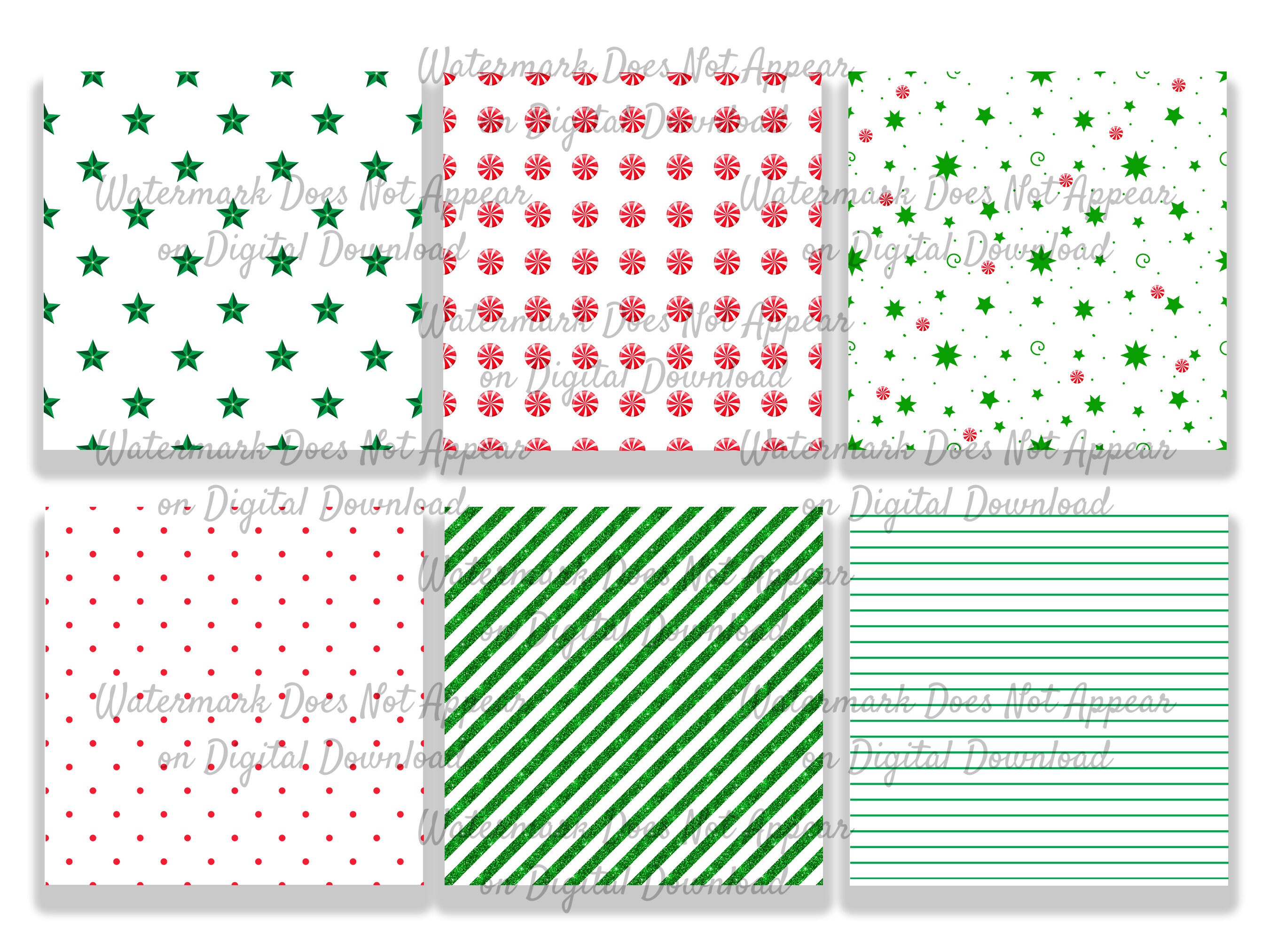 24-pack Christmas Digital Paper Set - Festive Red, Green, and White ...