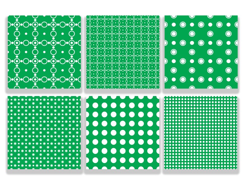 24 Green and White Polka Dot Patterns, Polka Dots Digital Paper, Green ...