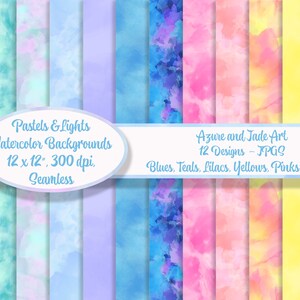 Pastel Watercolor Background Digital Papers | 12 High-resolution ...