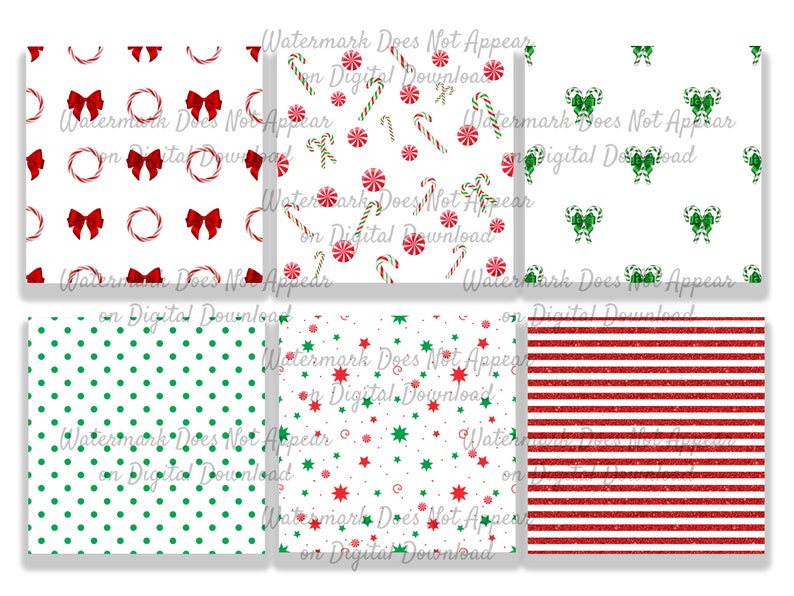 24-pack Christmas Digital Paper Set - Festive Red, Green, and White ...