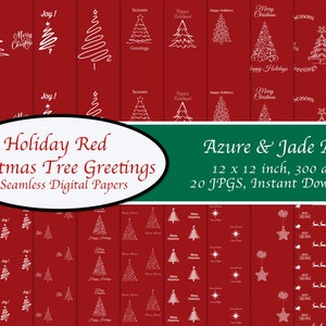 Holiday Red Digital Papers, 20 JPGS, Seamless Christmas Trees, Seasons ...